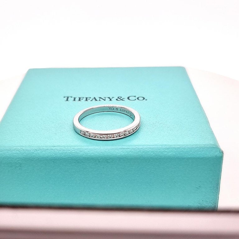 Tiffany and Co Diamond Wedding Band .22 Size J For Sale at 1stDibs