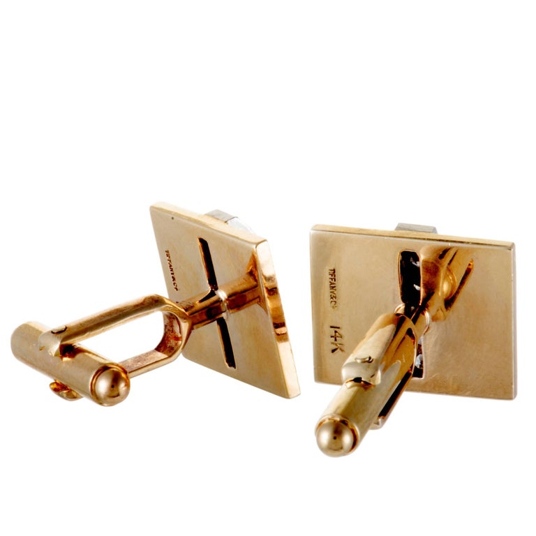 Tiffany and Co. Diamond Yellow and White Gold Rectangular Cufflinks at ...