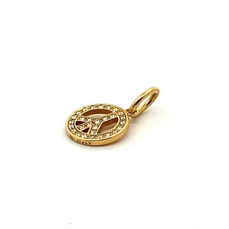 Tiffany and Co. Diamond Yellow Gold Metro Peace Charm Pendant For Sale ...