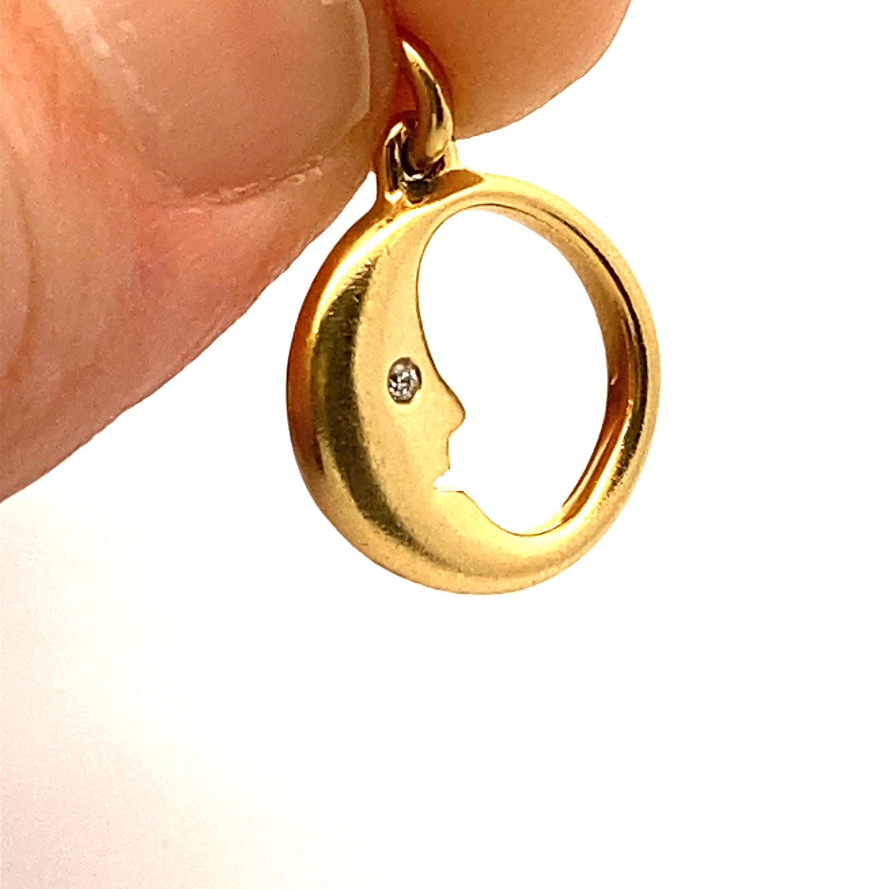 Tiffany and Co Diamond Yellow Gold Moon Charm Pendant For Sale at ...