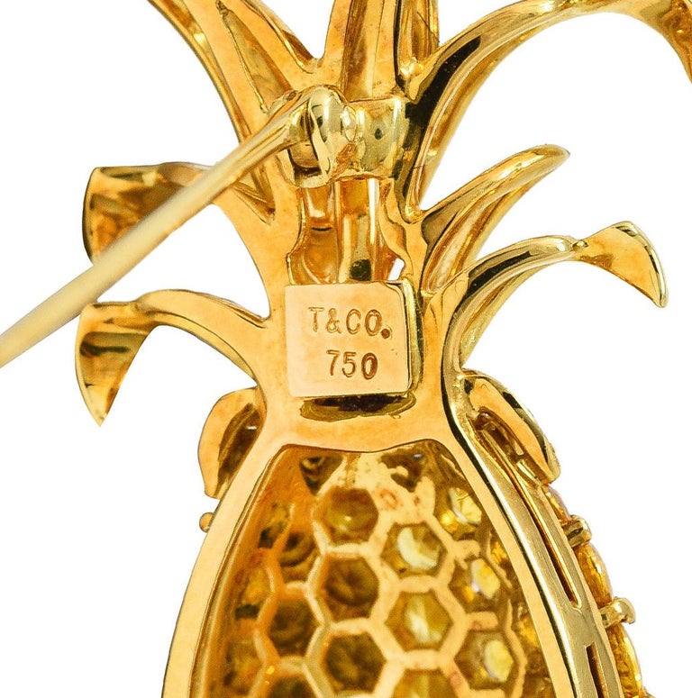 Tiffany and Co. Diamond Yellow Sapphire 18 Karat Yellow Gold Pineapple ...