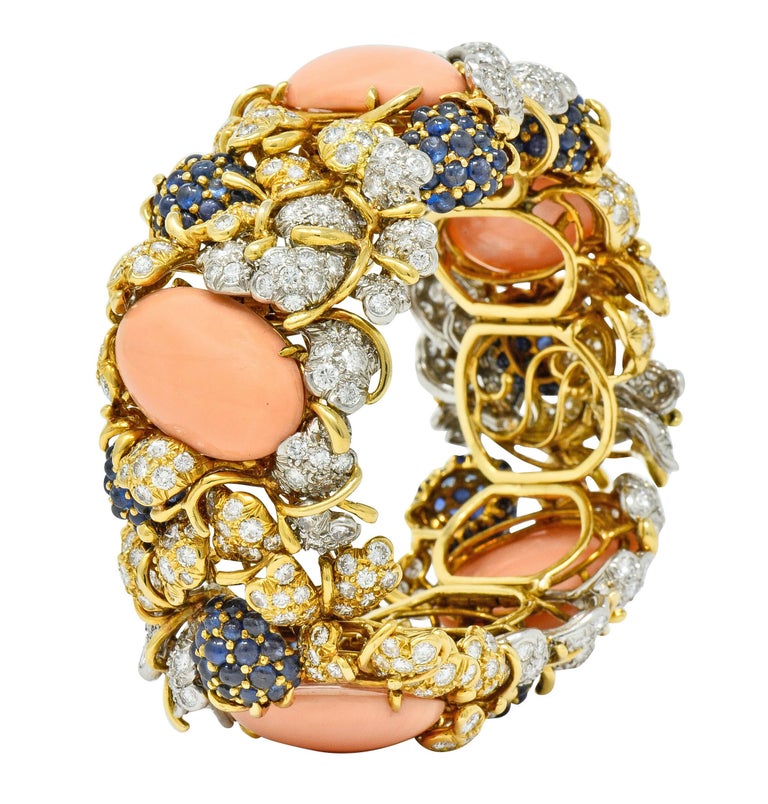 Tiffany and Co. Donald Claflin Diamond Sapphire Coral Platinum 18k Gold ...