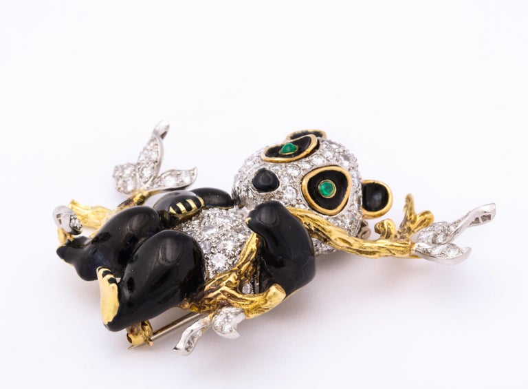 Tiffany and Co. Donald Claflin Enamel, Emerald, Diamond and Gold Brooch ...