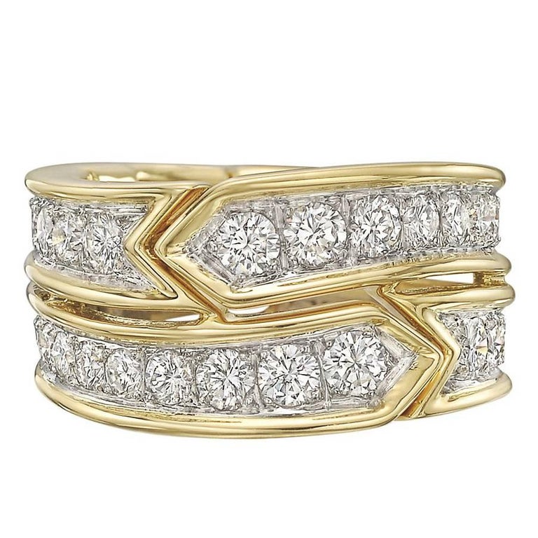 Tiffany and Co. Donald Claflin Gold, Platinum Diamond Ring at 1stDibs