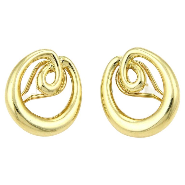 Tiffany and Co. Double Loop Open Oval 18k Yellow Gold Earrings For Sale ...