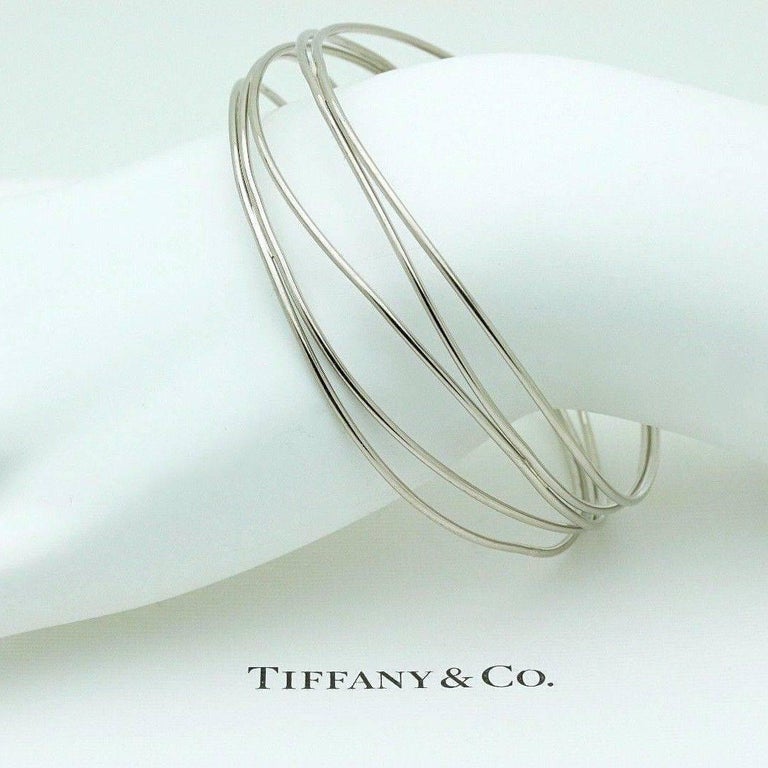 Tiffany and Co. Elsa Peretti 18 Karat White Gold Five-Row Wave Bracelet ...