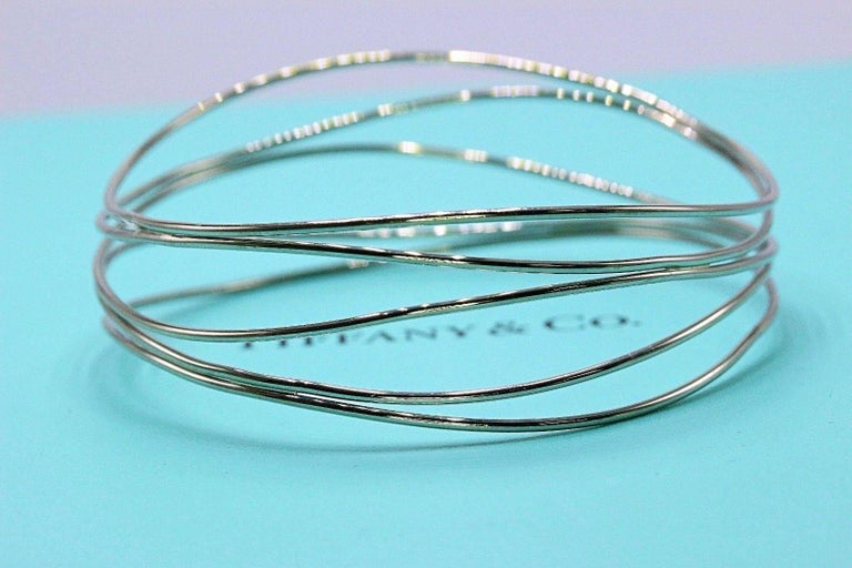 Tiffany and Co. Elsa Peretti 18 Karat White Gold Five-Row Wave Bracelet ...