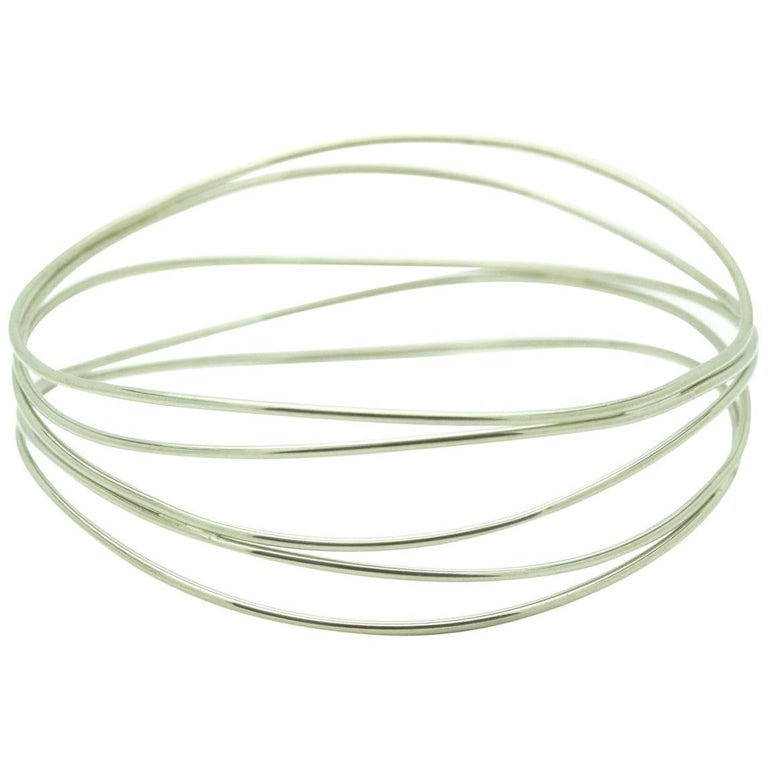 Tiffany and Co. Elsa Peretti 18 Karat White Gold Five-Row Wave Bracelet ...