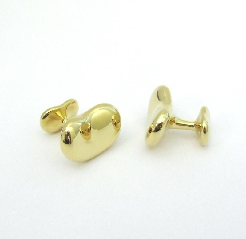 TIFFANY and Co. Elsa Peretti 18K Gold 21mm Wide Bean Cuff Links ...