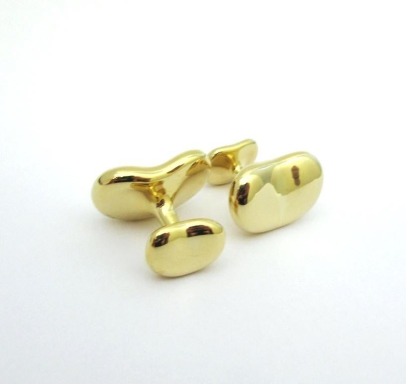 TIFFANY and Co. Elsa Peretti 18K Gold 21mm Wide Bean Cuff Links ...