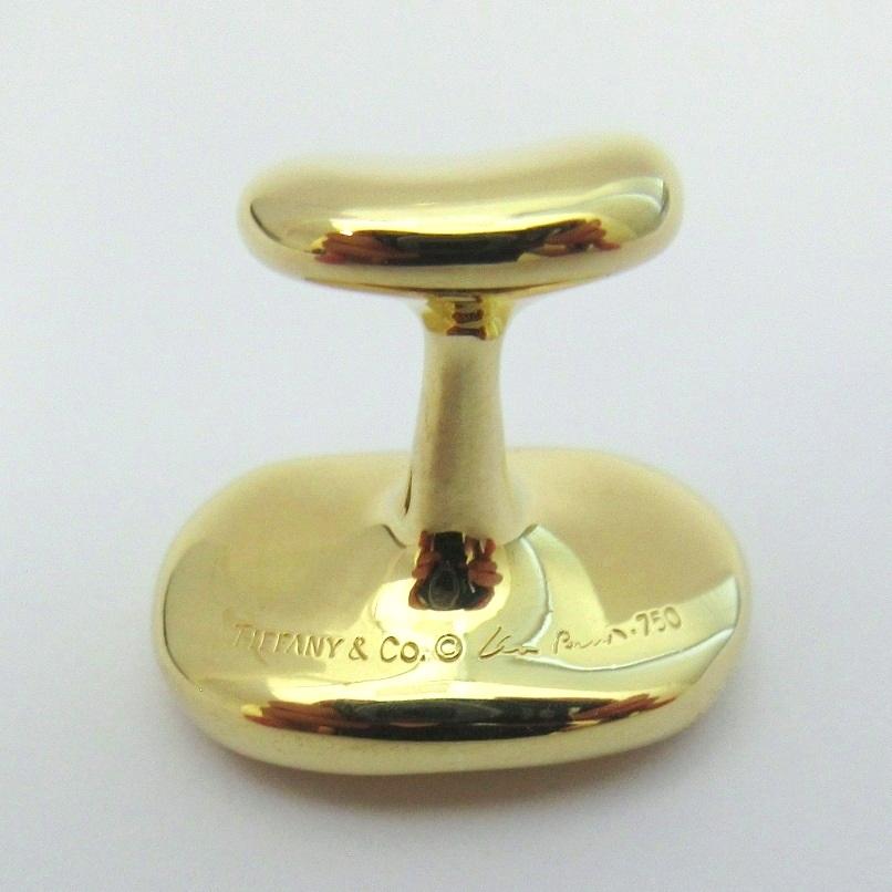 TIFFANY and Co. Elsa Peretti 18K Gold 21mm Wide Bean Cuff Links ...