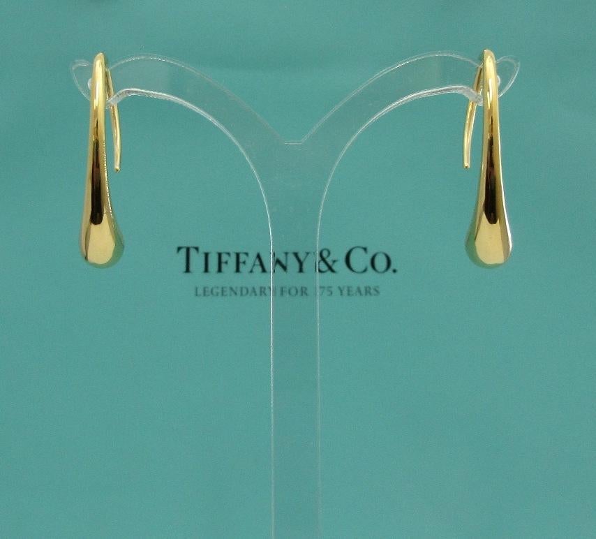 TIFFANY and Co. Elsa Peretti 18K Gold Teardrop Hoop Earrings For Sale at 1stDibs