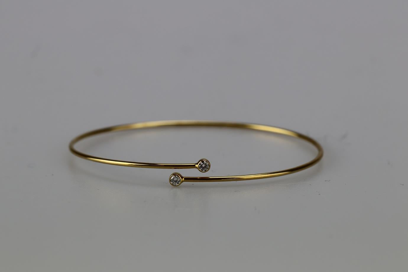 Tiffany and Co + Elsa Peretti 18k Yellow Gold And Diamond Bangle For ...