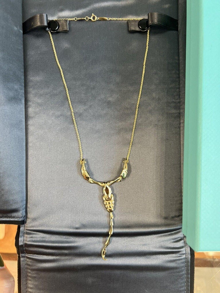 Tiffany and Co. Elsa Peretti 18k Yellow Gold Scorpio Zodiac Necklace w ...