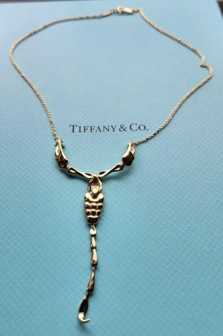 Tiffany and Co. Elsa Peretti 18k Yellow Gold Scorpio Zodiac Necklace w ...