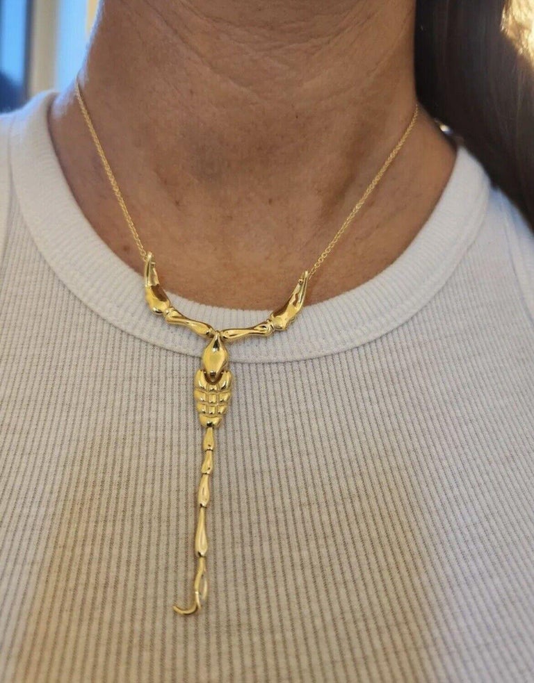 Tiffany and Co. Elsa Peretti 18k Yellow Gold Scorpio Zodiac Necklace w ...
