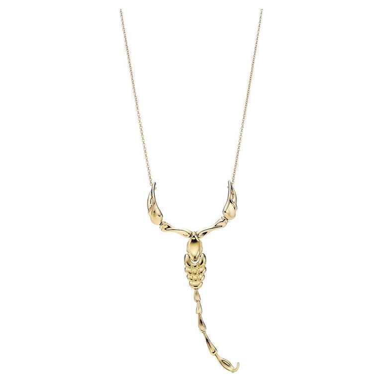 Tiffany and Co. Elsa Peretti 18k Yellow Gold Scorpio Zodiac Necklace w ...