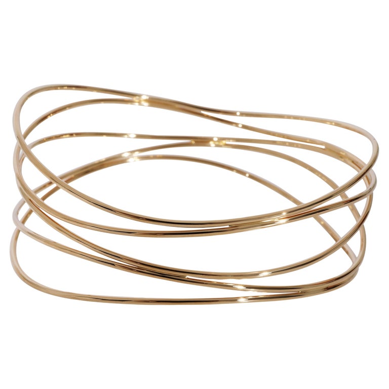 Tiffany and Co. Elsa Peretti 5 Row Wave Bangle in 18k Yellow Gold For ...