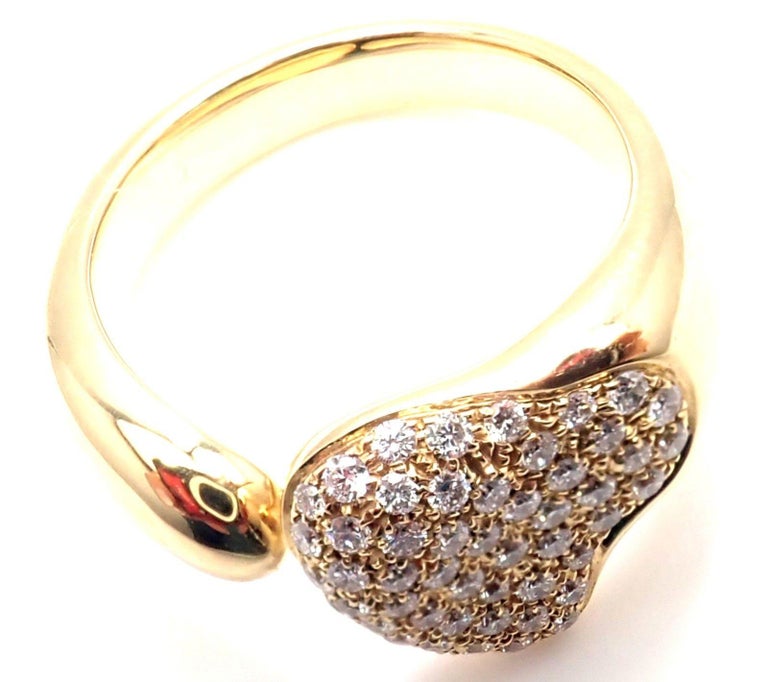 Tiffany and Co. Elsa Peretti Diamond Heart Yellow Gold Band Ring at 1stDibs