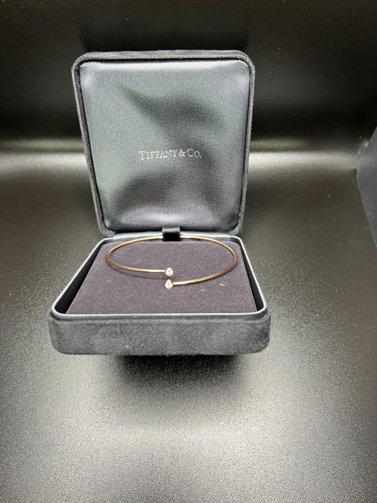 Tiffany and Co. Elsa Peretti Diamond Hoop Single Row Rose Gold Bangle ...