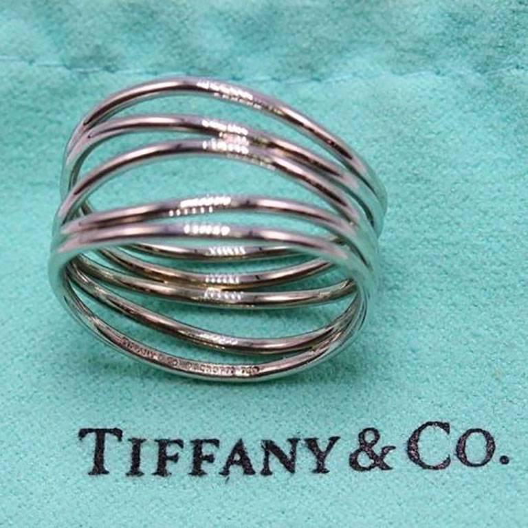 Tiffany and Co. Elsa Peretti Five-Row Wave Ring in 18 Karat White Gold ...