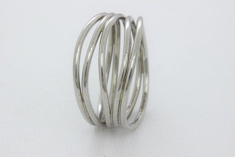 Tiffany and Co. Elsa Peretti Five-Row Wave Ring in 18 Karat White Gold ...