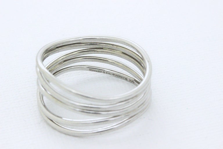 Tiffany and Co. Elsa Peretti Five-Row Wave Ring in 18 Karat White Gold ...