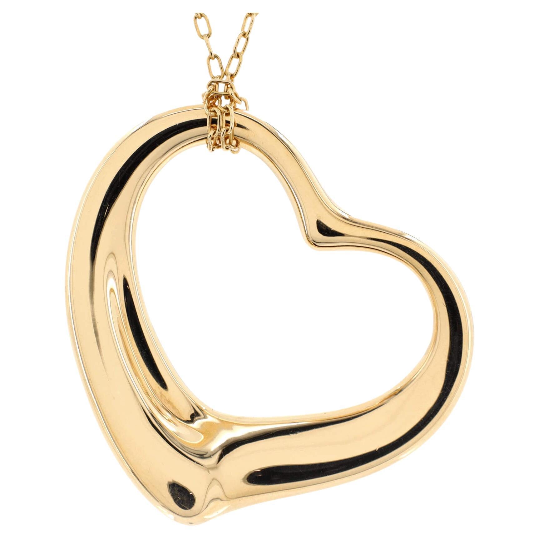 Elsa Peretti Tiffany and Co. 18 Karat Gold Large Floating Heart Pendant ...