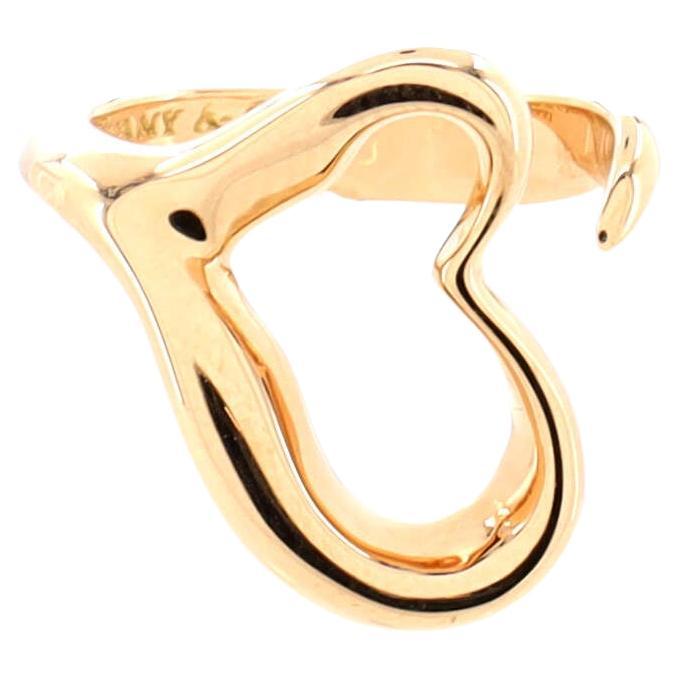 Vintage Tiffany and Co. Elsa Peretti Open Heart Ring in 18k Yellow Gold ...