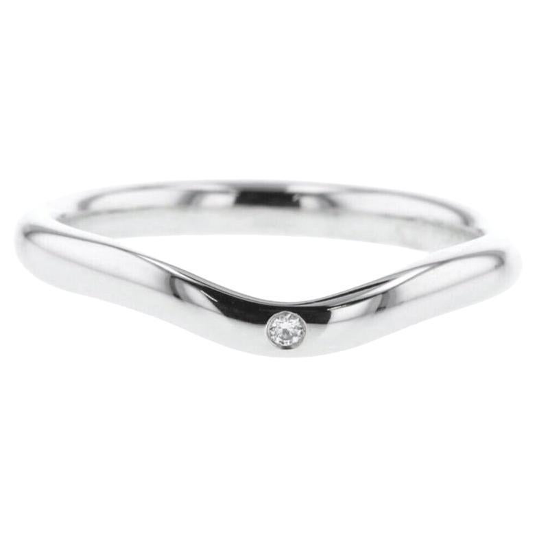 TIFFANY and Co. Elsa Peretti Platinum One Diamond Curved Wedding Band ...