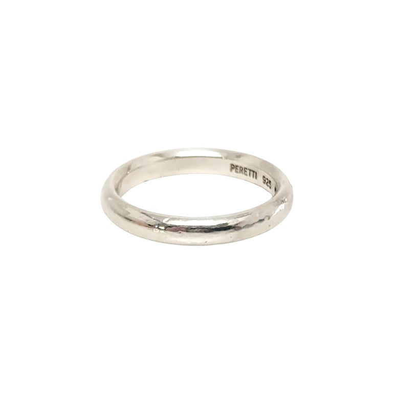 Tiffany and Co. Elsa Peretti Sterling Silver Diamond Band Ring For Sale at 1stDibs