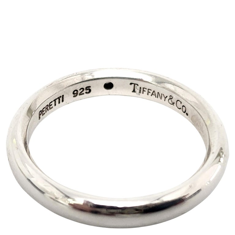 Tiffany and Co. Elsa Peretti Sterling Silver Diamond Band Ring For Sale at 1stDibs