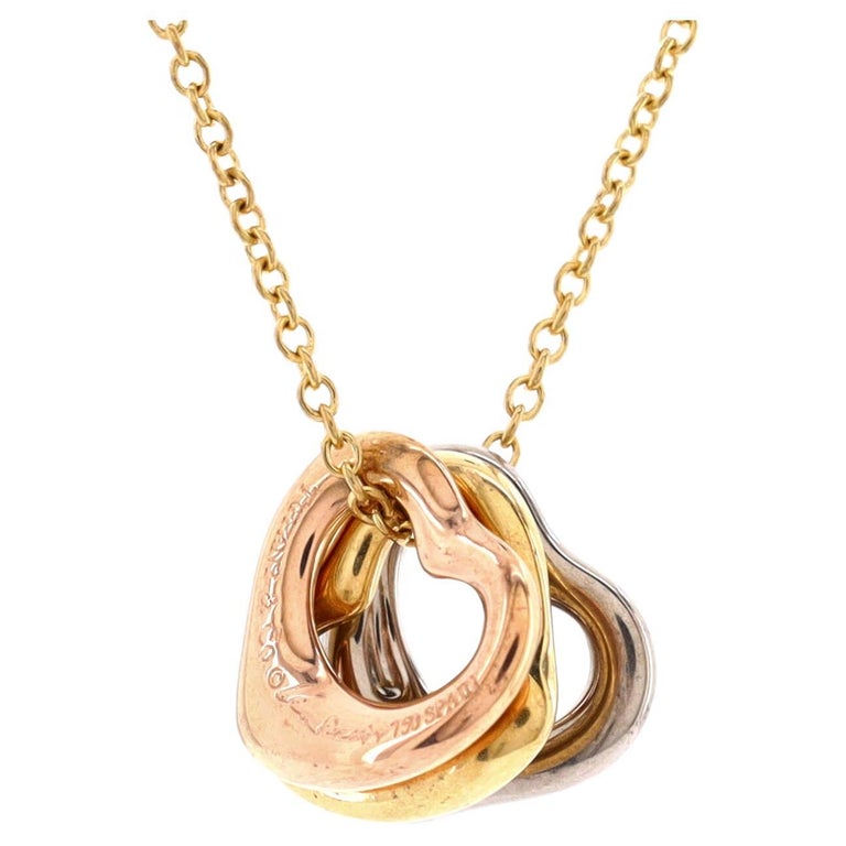 Tiffany and Co. Elsa Peretti Triple Open Heart Pendant Necklace 18k ...