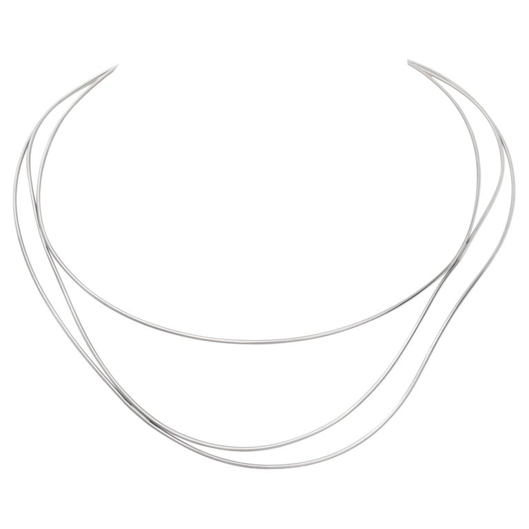 Tiffany and Co. Elsa Peretti "Wave Collection" Triple 18k White Gold ...