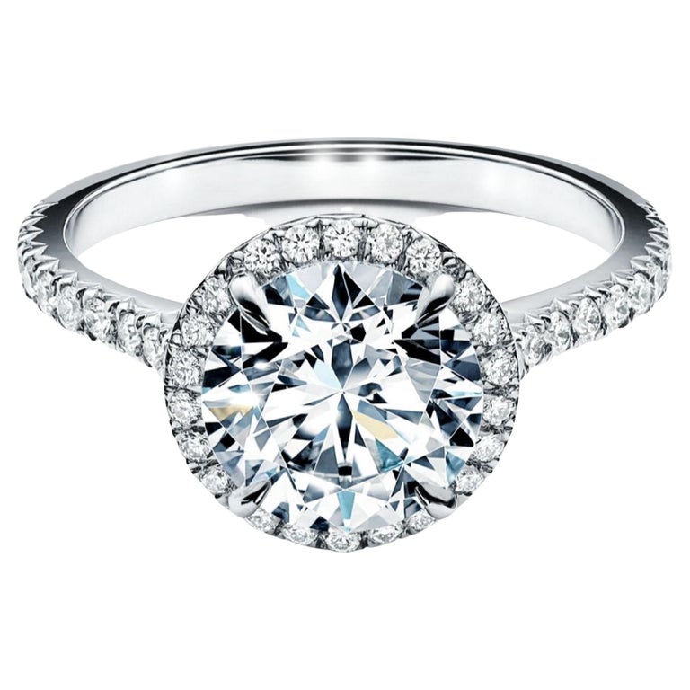 Tiffany and Co. Embrace 2.35 Ct Total Weight Platinum Ideal Triple For ...