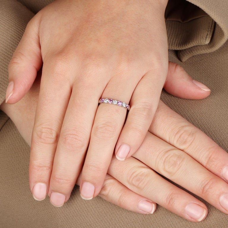 Tiffany and Co Embrace Pink Sapphire and Diamond Eternity Ring For Sale ...