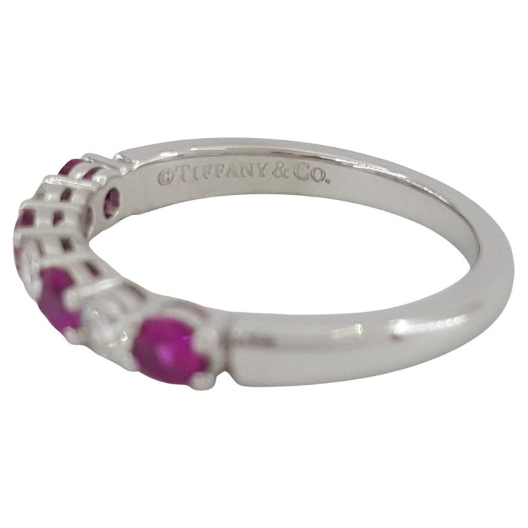 Tiffany and Co. Embrace Platinum Brilliant Cut and Rubies Band Ring For ...