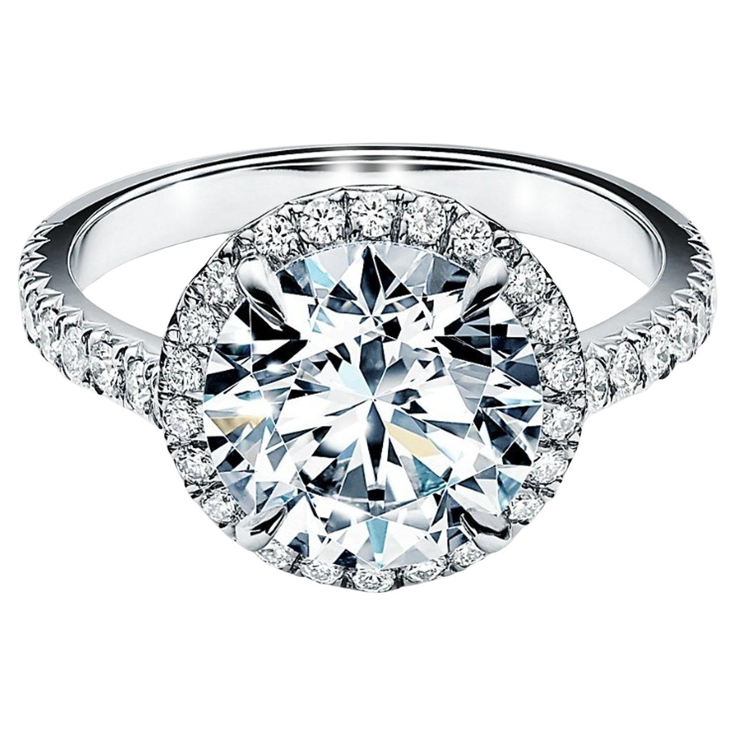 Tiffany and Co. Platinum and Diamond Round Engagement Ring E VS1 Triple ...