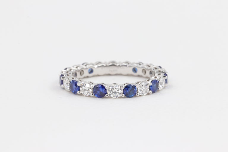 Tiffany and Co. Embrace Sapphire and Diamond Eternity Band Ring Set in Platinum For Sale at 1stDibs