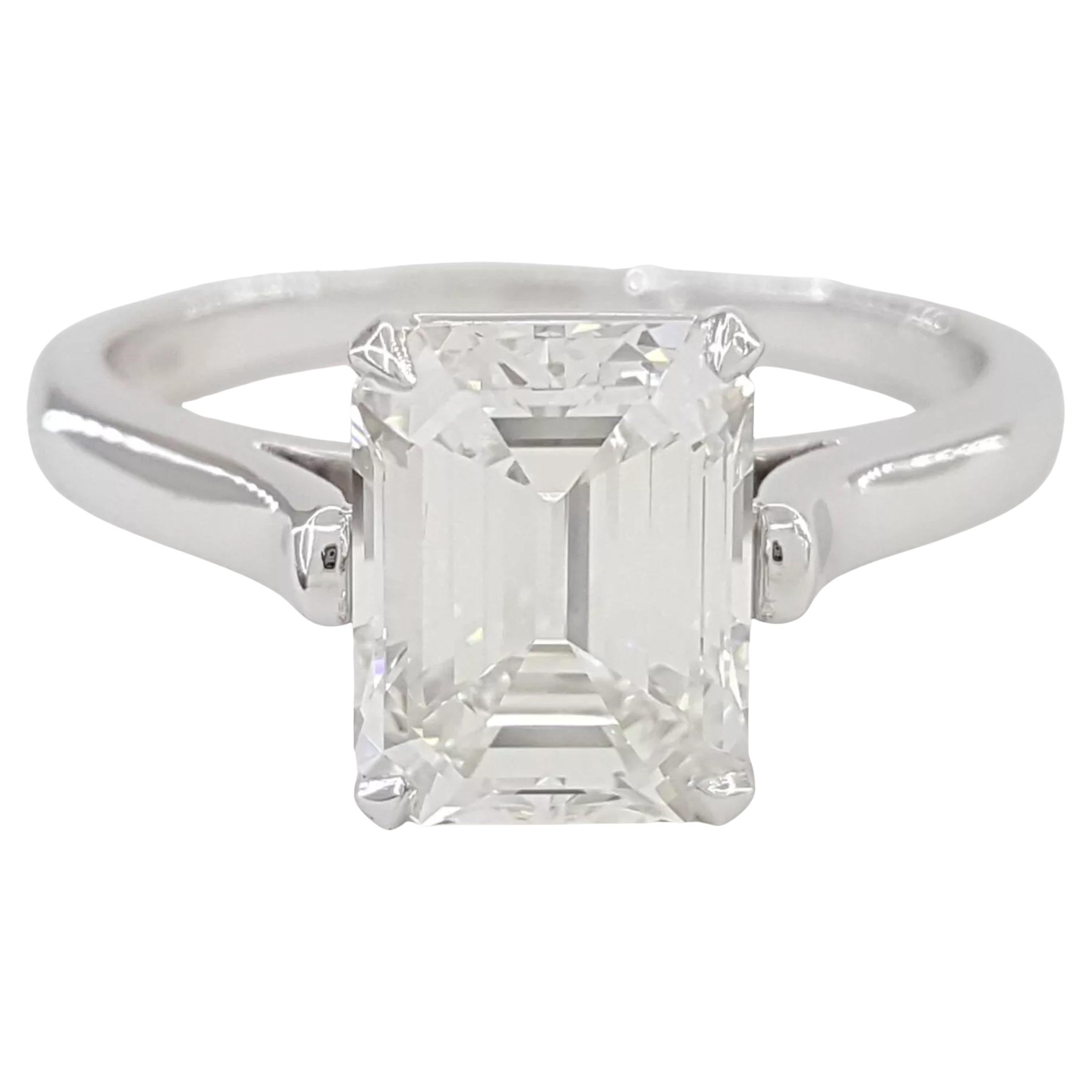 Tiffany and Co. Emerald Cut Diamond Platinum Engagement Ring For Sale ...