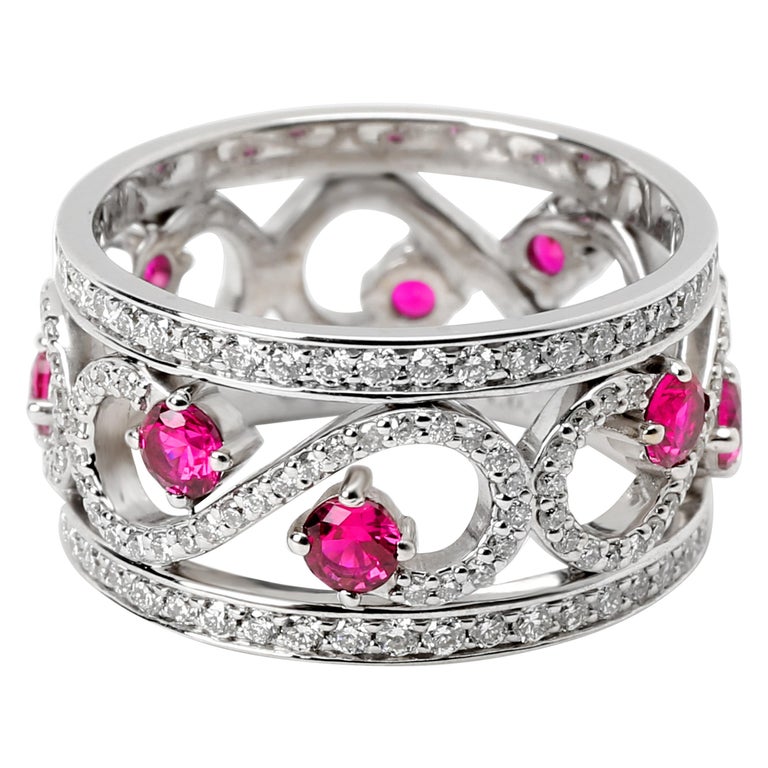 Tiffany and Co. Enchant Diamond and Ruby Ring in 18 Karat White Gold ...