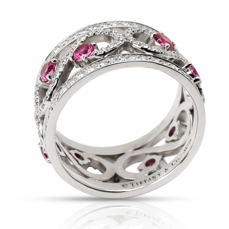 Tiffany and Co. Enchant Diamond and Ruby Ring in 18 Karat White Gold ...