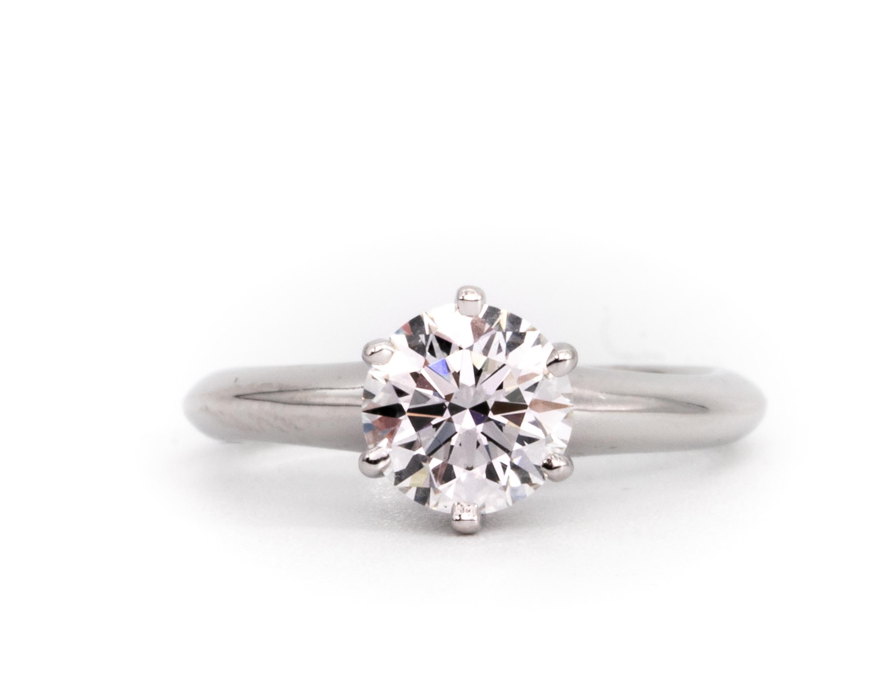 Tiffany And Co. Engagement Ring With 1.02 Carat Round Brilliant Centre 