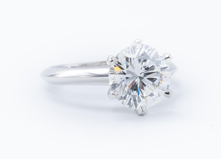 Tiffany and Co. 2.42 Carat Round Brilliant Centre Platinum Engagement ...