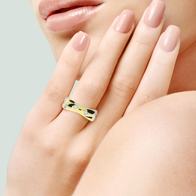 Tiffany and Co Entwined Etoile Diamond 18K and Platinum Ring at 1stDibs