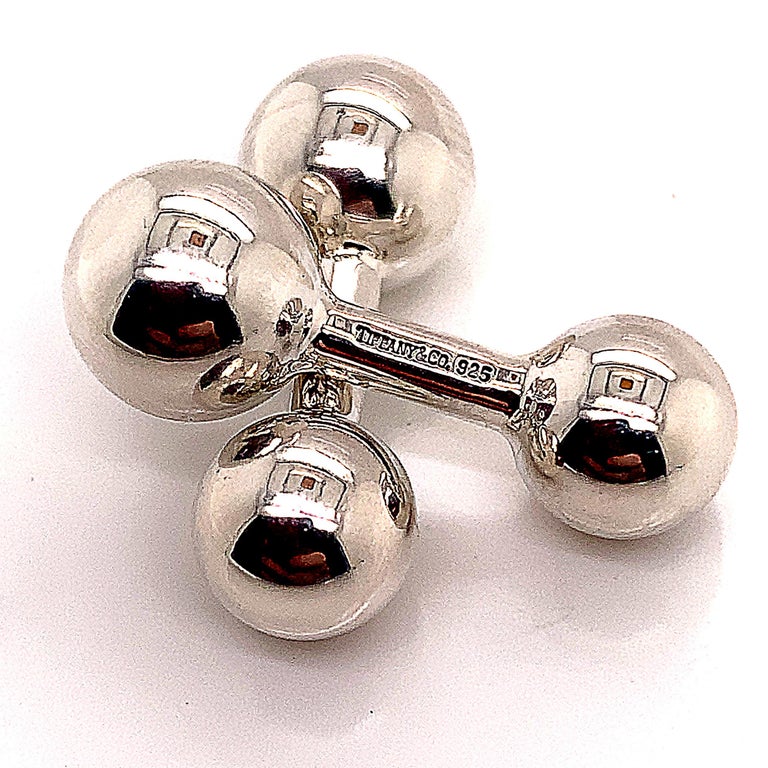 Tiffany and Co. Estate Barbell Cufflinks Sterling Silver at 1stDibs
