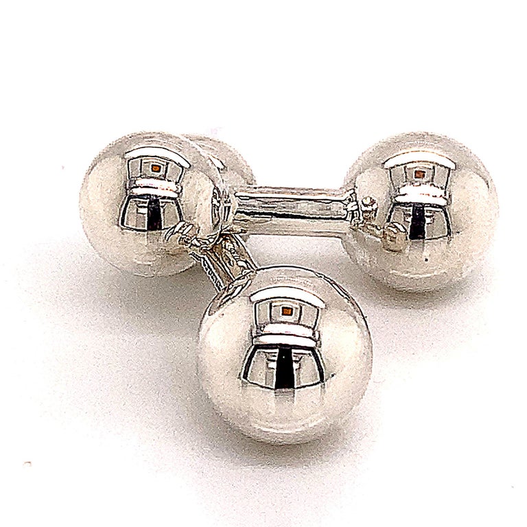 Tiffany and Co. Estate Barbell Cufflinks Sterling Silver at 1stDibs