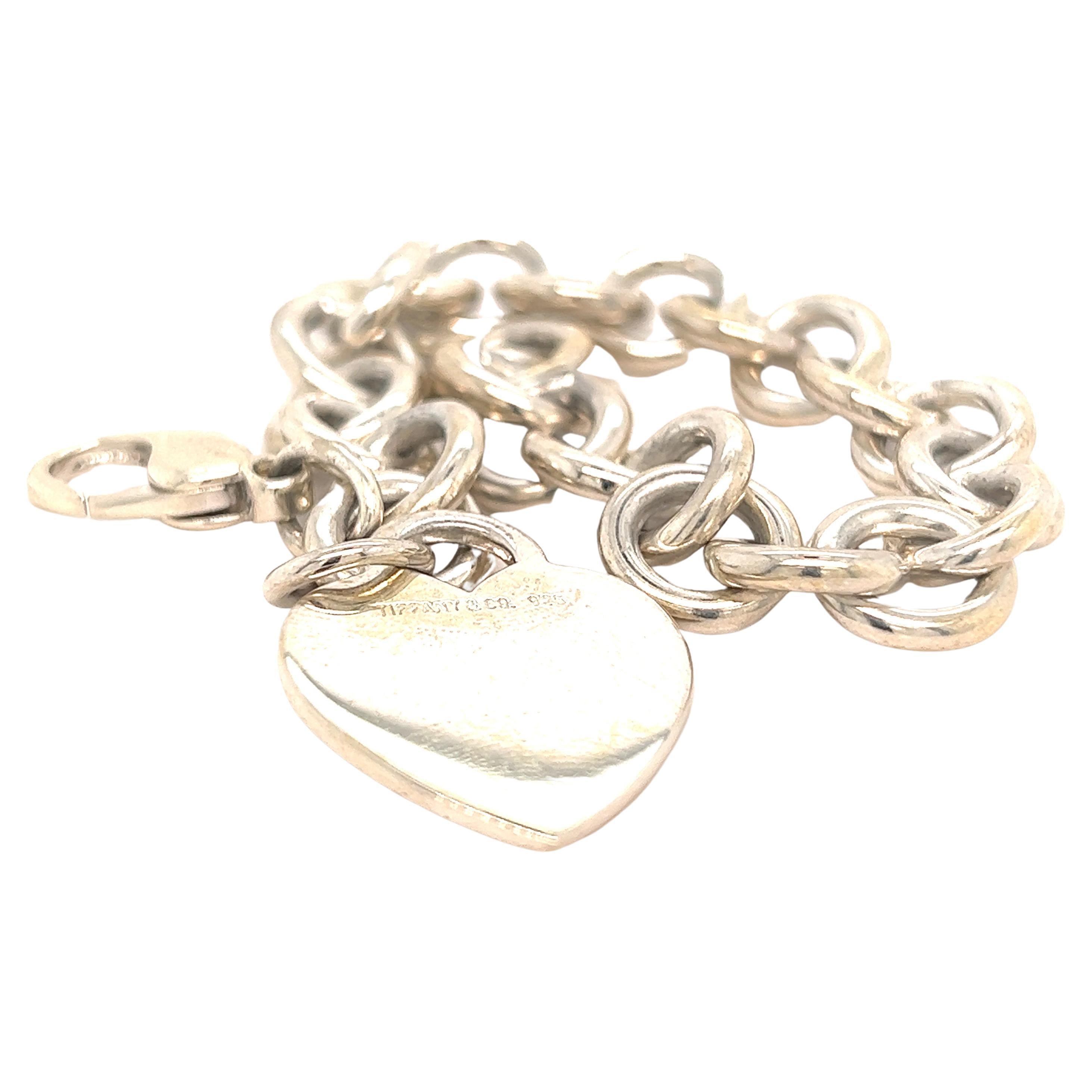 Tiffany and Co. Sterling Silver Heart Bracelet For Sale at 1stDibs