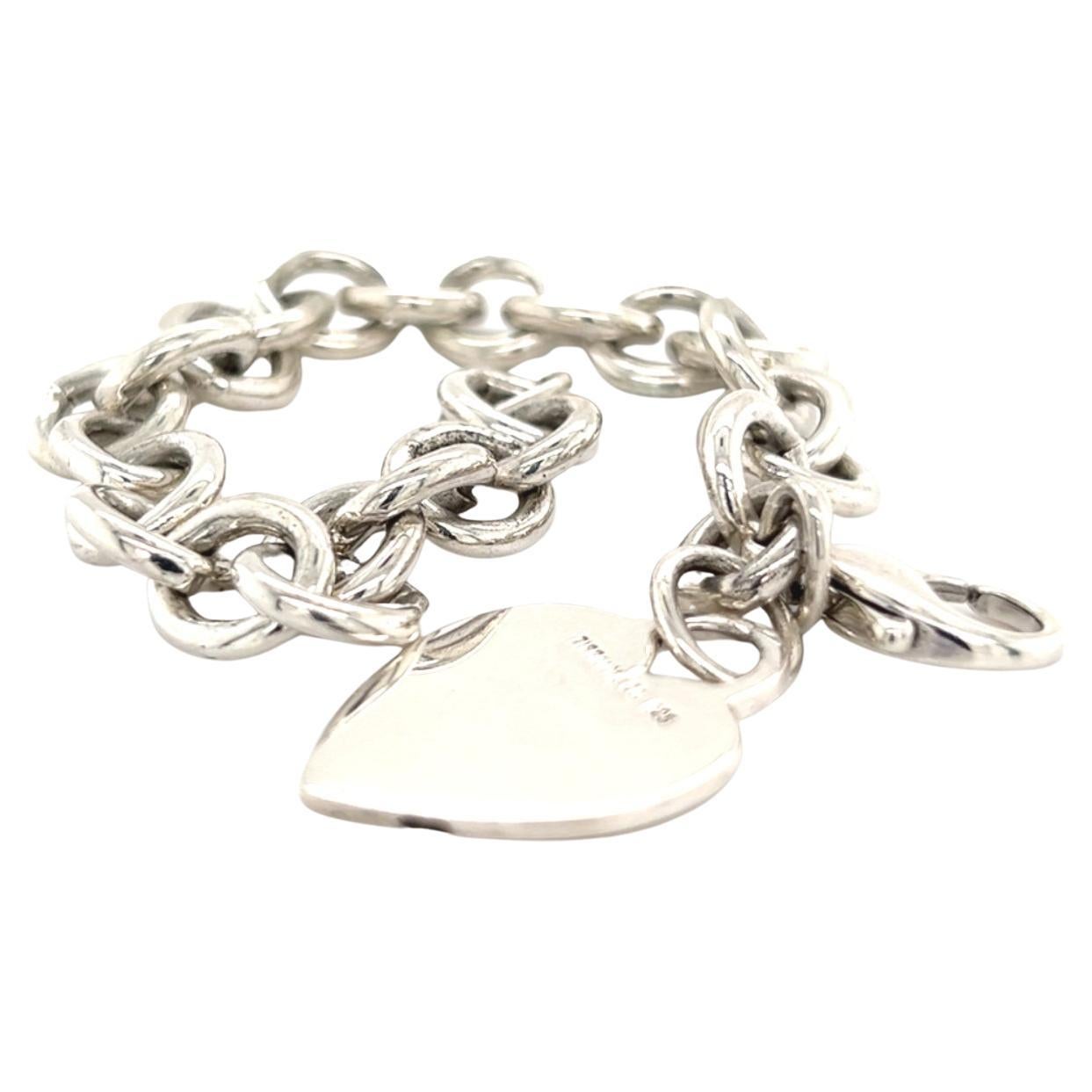 Tiffany and Co. Sterling Silver Heart Bracelet For Sale at 1stDibs