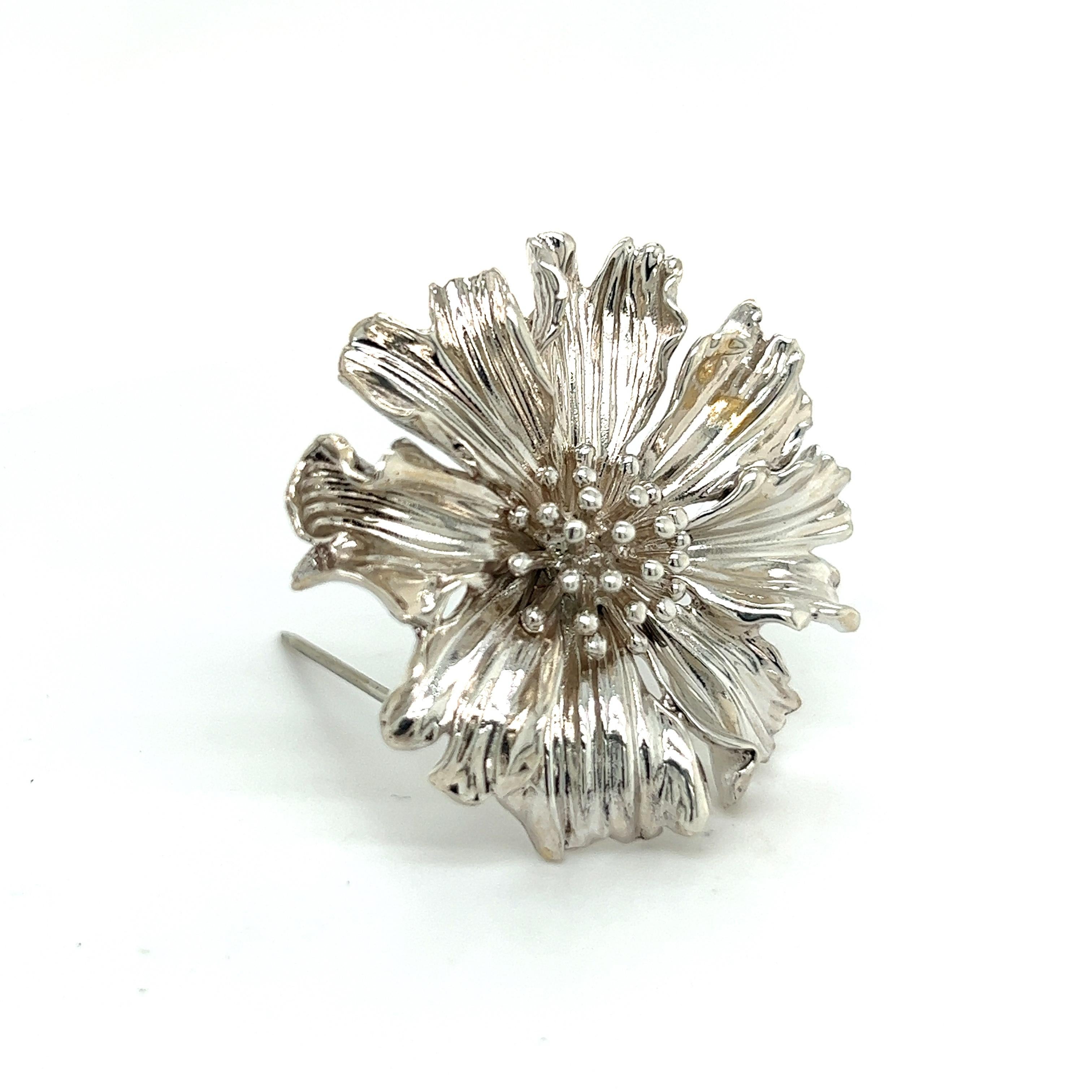 Tiffany and Co Estate Marigold Flower Brooch Pin Sterling Silver For ...
